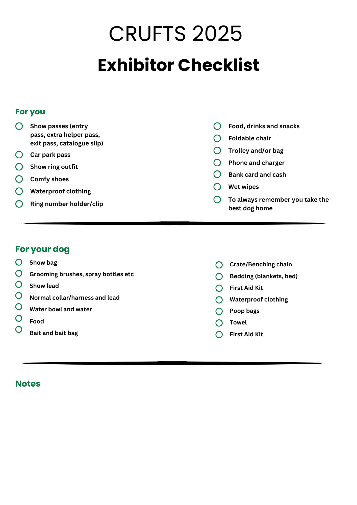 Crufts 2025 Exhibitor Checklist